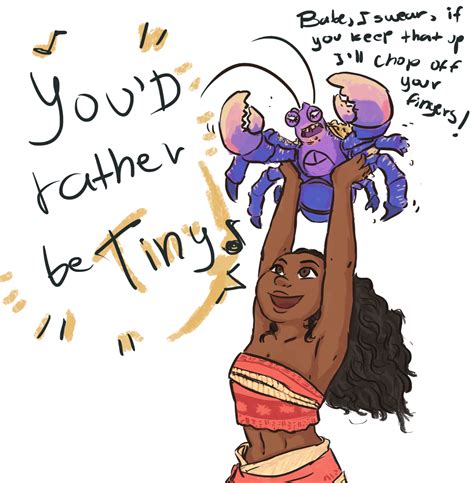 Moana With Tiny Tamatoa Disney Funny Disney Cartoons Disney Memes
