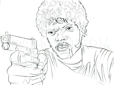 How To Draw Samuel Jackson Pulp Fiction Jules Winnfield Step By Step