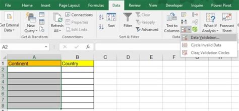 Excel Dependent Dropdown List Dependent Validation List