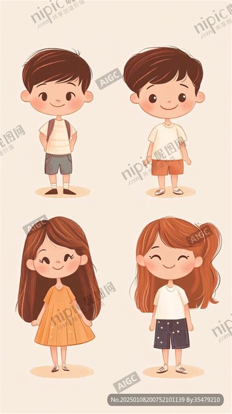 Ai创作图卡通人物男孩女孩插画 儿童人物设计 小朋友插画 卡通人物男孩女孩 小孩卡通形象设计 男孩女孩插画 童装类卡通形象 卡通小女孩小男孩 插画小朋友 原创卡通男孩女孩 男孩女孩卡通形象 小