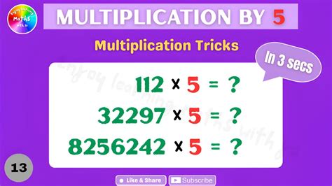 Multiplication By 5 Multiplication Tricks Shortcuts Youtube