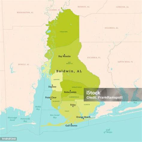 Al Baldwin County Vector Map Green Stock Illustration Download Image