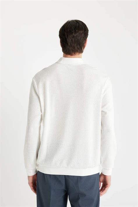 Белый Мужская Свитшот свободного кроя в полоску 2891607 Defacto