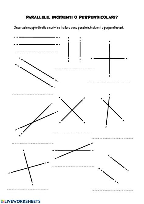 Rette Parallele Incidenti O Perpendicolari Worksheet Artofit