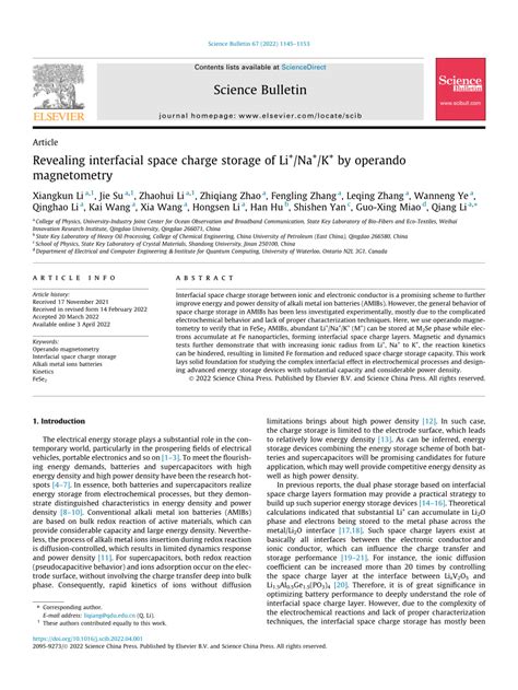 PDF Revealing Interfacial Space Charge Storage Of Li Na K By Operando Magnetometry