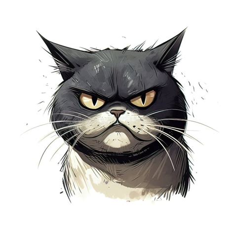 Cute Cartoon Kitten Is Angry On A White Background Stock Illustration