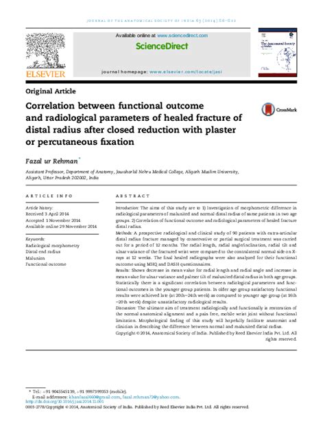 Pdf Radiological Impact On Distal Radius Healing