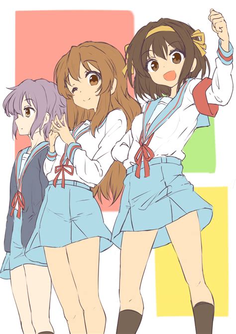 Safebooru 3girls Armband Asahina Mikuru Brown Eyes Brown Hair