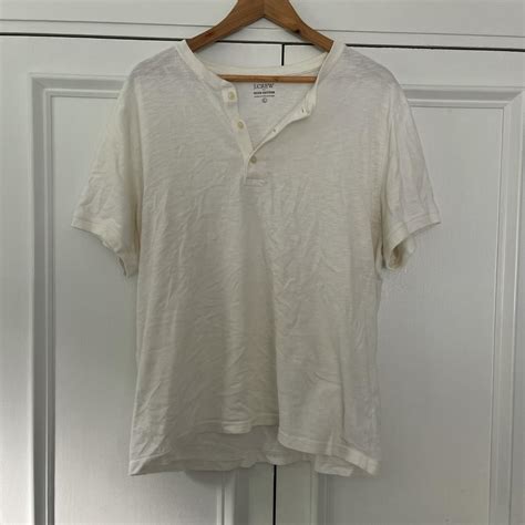 Jcrew White Henley T Shirt Large Depop