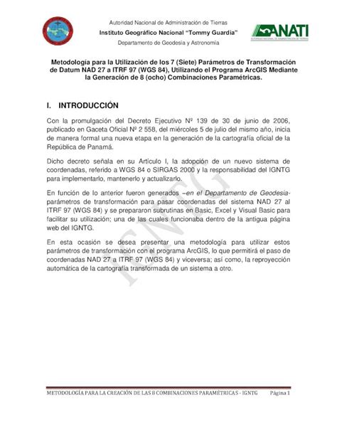 PDF I INTRODUCCIÓN A partir de las coordenadas UTM N ITRF WGS pasaremos a