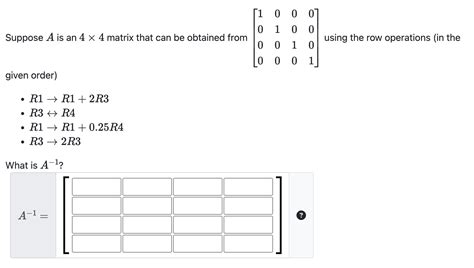 Solved Suppose A Is An 44 Matrix That Can Be Obtained From Chegg Com