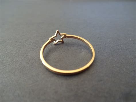 Stainless Steel Rose Gold Star Ring Pink Star Outline Sizes 6 10