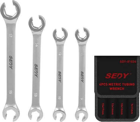 Sedy 4 Piece Flare Nut Spanner Set Metric Wrench Spanner Chrome Vanadium Steel 6 Point Design