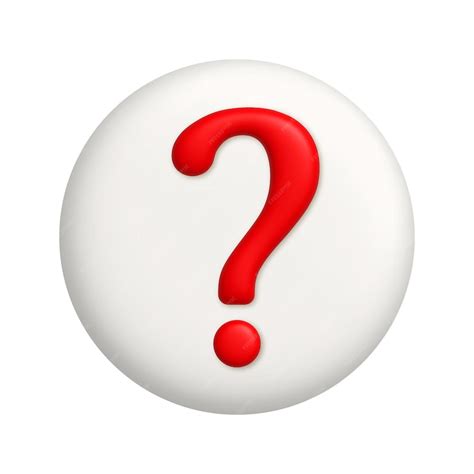 흰색 버튼에 빨간색 물음표 기호입니다 질문 아이콘입니다 3d 현실적인 디자인 요소 프리미엄 벡터