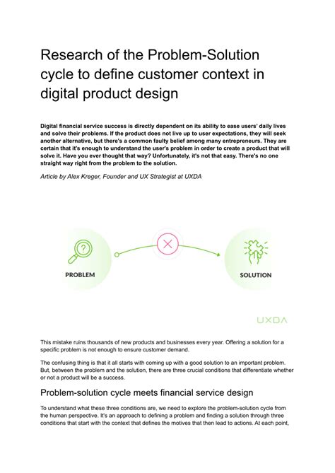 Pdf Research Of The Problem Solution Cycle To Define Customer Context In Digital Product Design