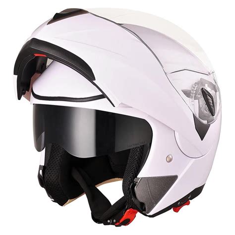 Ahr Run M Full Face Flip Up Modular Motorcycle Helmet Dot Approved Dual Visor Motocross White Xl