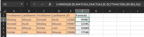 Excel 2016 If Four Cells Match Return Value Of 5th Cell Stack Overflow