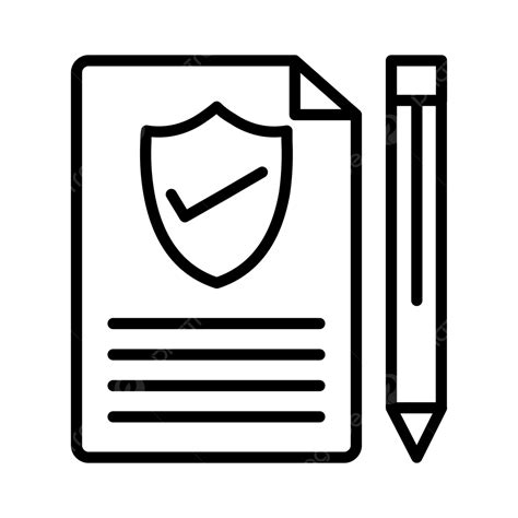 Insurance Policy Line Icon Vector Application Contract Document Png