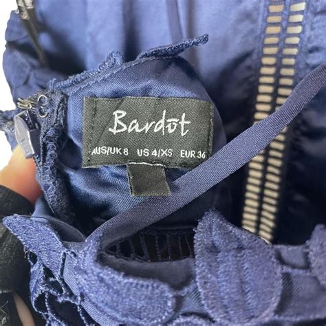 Bardot Gemma Halter Lace Sheath Dress Size 4 Navy Depop