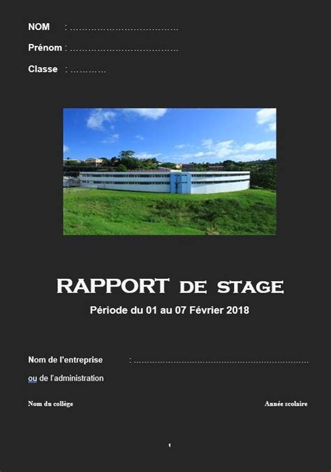 Rapport De Stage Eme Page De Garde Rapport De Stage Stage