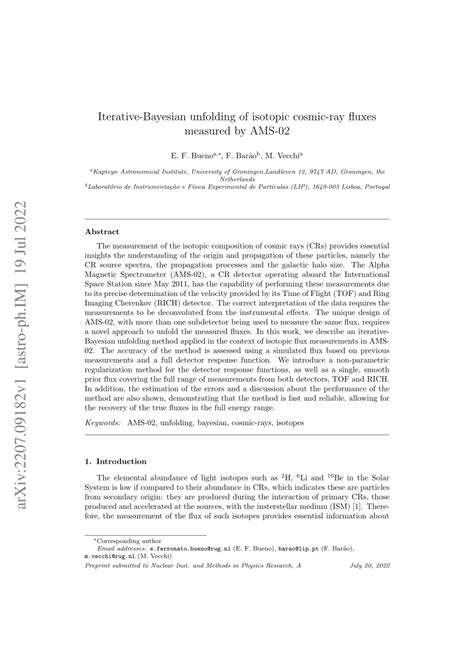 Pdf Iterative Bayesian Unfolding Of Isotopic Cosmic Ray Fluxes Measured By Ams 02