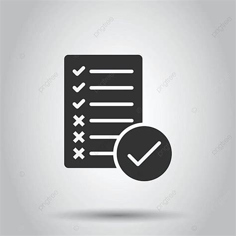Flat Document Checklist Icon On White Background Search Audit Checkbox