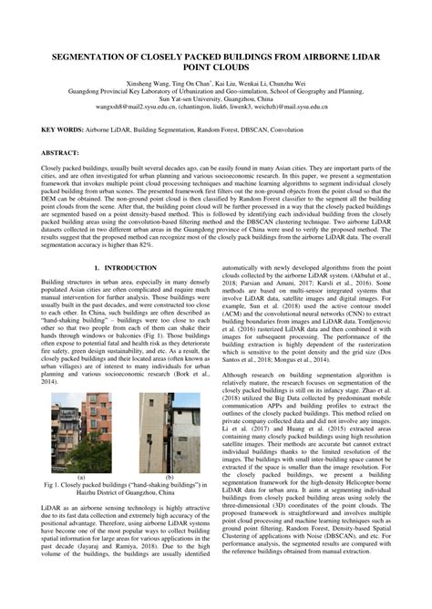 Pdf Segmentation Of Closely Packed Buildings From Airborne Lidar Point Clouds