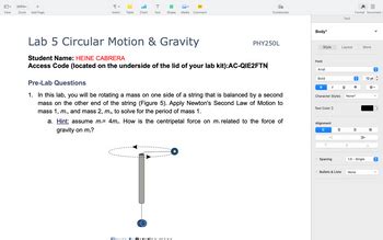 Answered In This Lab You Will Be Rotating A Mass On One Side Of A String That Is Balanced