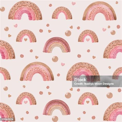 수채화 핑크 무지개 원활한 패턴 라이보우 배경 아기 벽지 아기 파스텔 원활한 패턴 보육 장식 어린이 섬유 디자인 0명에 대한 스톡 벡터 아트 및 기타 이미지 Istock