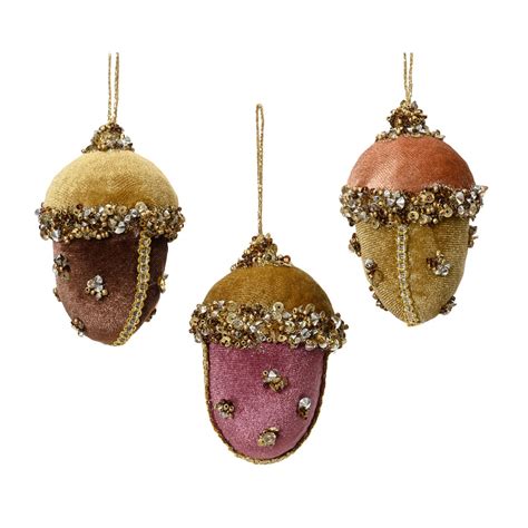 Acorn Velvet Sequins And Beads Assorted Colours Old Rowlands Christmas Shop