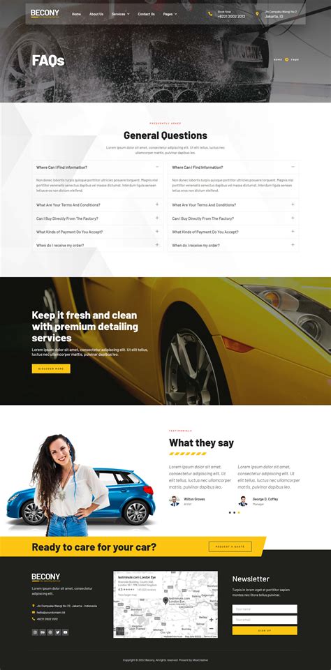 becony car detailing services and car repair elementor template kit by