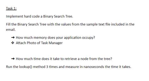 solved task 1 implement hard code a binary search tree fill