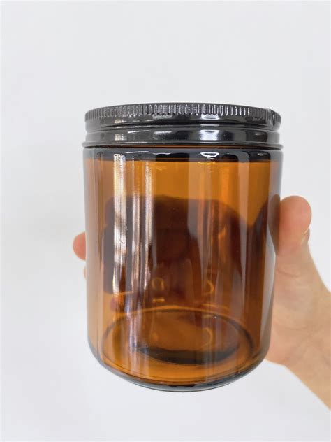 Crema 200 Ml Ambar Vidrio Con Tapa Rosca Negra SOLOENVASES