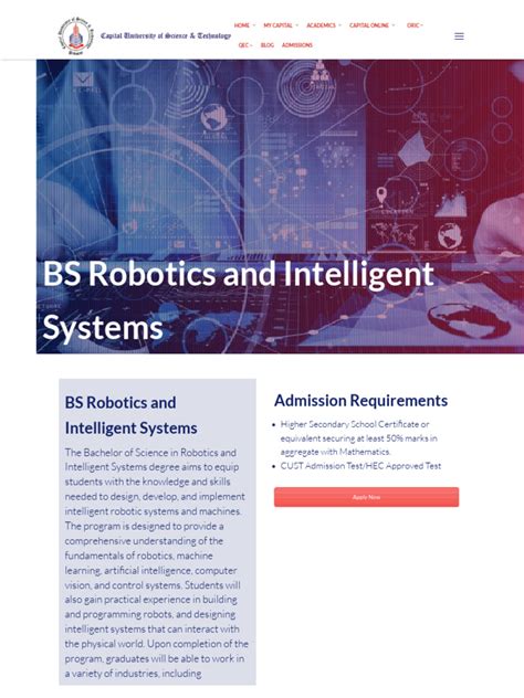 Bs Robotics And Intelligent Systems Pdf Robotics Artificial Intelligence