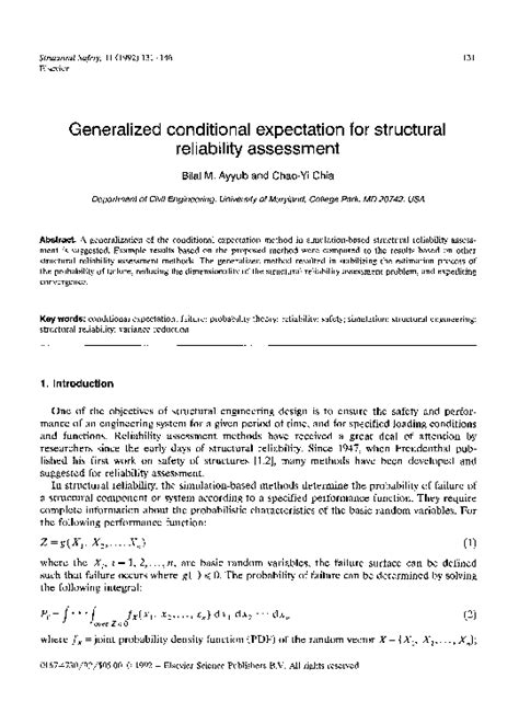 Pdf Generalized Conditional Expectation For Structural Reliability Assessment