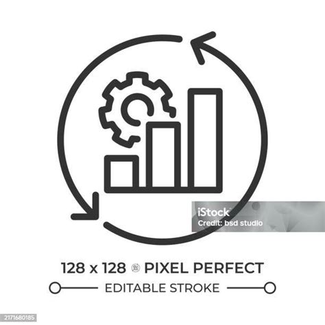 Efficiency Graph Cycle Pixel Perfect Linear Icon Stock Illustration