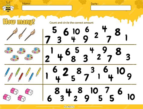 Premium Vector Count And Circle The Correct Number Of Beehive