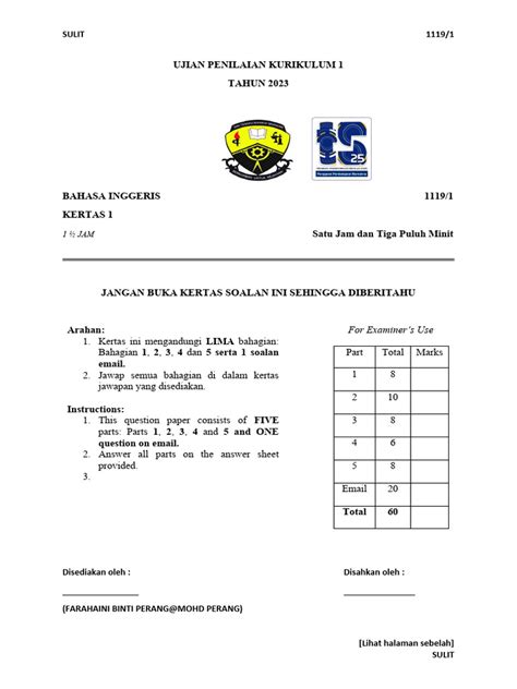 F4 Ppt Paper 1 Reading Pdf
