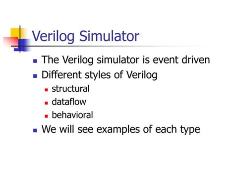 Ppt First Steps In Verilog Powerpoint Presentation Id1229797