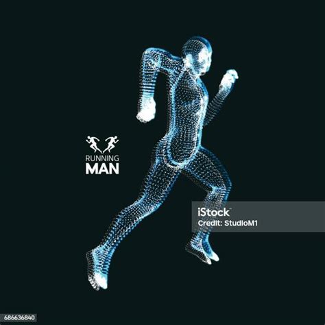 실행 남자 벡터 그래픽 입자의 구성 남자의 3d 모델 달리기에 대한 스톡 벡터 아트 및 기타 이미지 달리기 점박이