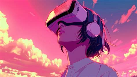 Premium Photo Anime Style Girl Wearing Virtual Reality Glasses