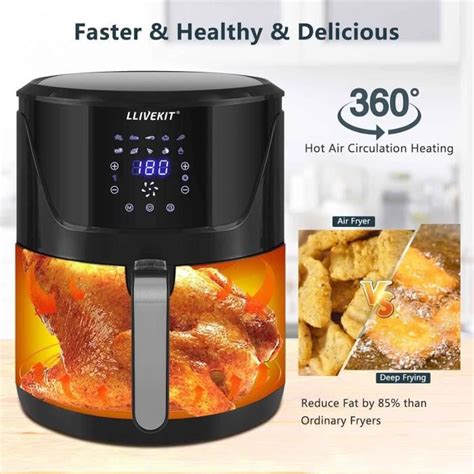 LLIVEKIT Friteuse sans Huile L XXL W Air Fryer Friteuse à Air Chaud avec Écran Tactile