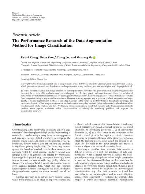 PDF The Performance Research Of The Data Augmentation Method For