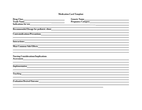 Medication Template For Simulation Pdf