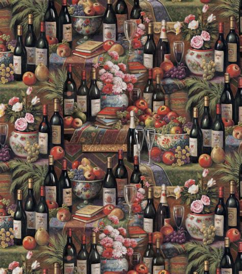 Wine And Fruits Novelty Cotton Fabric Joann