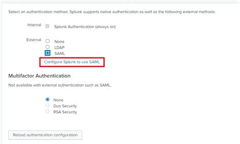 Enable Splunk Enterprise SAML Single Sign On SSO
