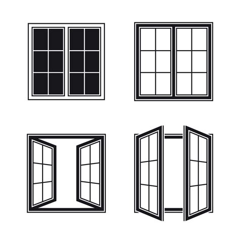 Window Black Icons On A White Background 17724688 Vector Art At Vecteezy