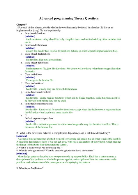 Samplepractice Exam 2018 Questions And Answers Advanced Programming Theory Questions Chapter