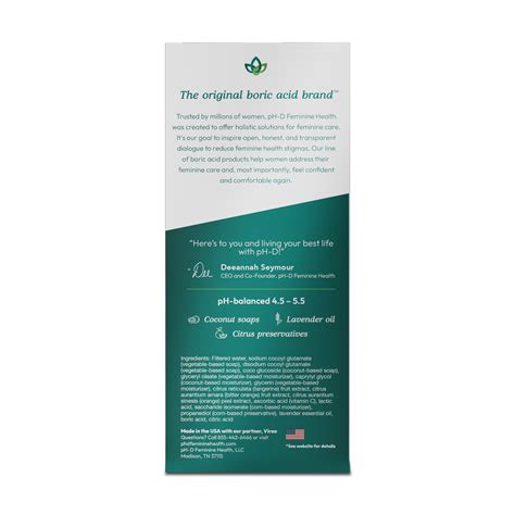 Ph D Feminine Health Boric Acid Vaginal Ph Balance Foam Wash Gentle