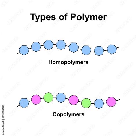 Scientific Designing Of Polymer Structure Types Homopolymers And Copolymers Colorful Symbols